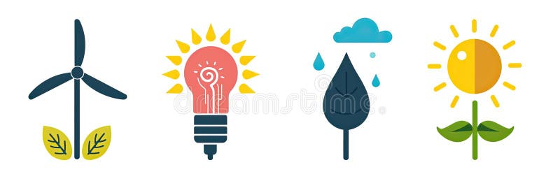 Four Different Icons that Represent Various Aspects of Nature and ...