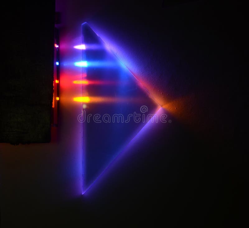 Four Different Light Beams are Refracted in Two Triangular Prisms Stock ...