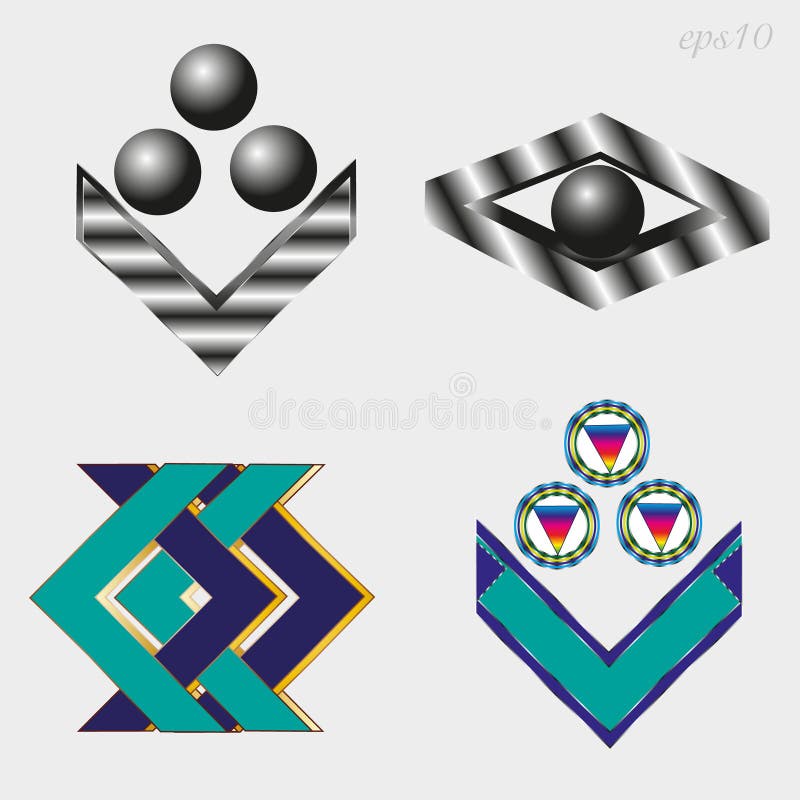 Four different logo sets stock vector. Illustration of steel - 89529880