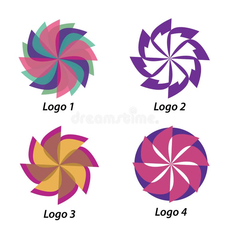 Four Different Logos in Shapes Stock Illustration - Illustration of ...