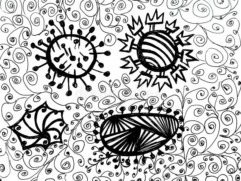 Four Different Models of Viruses Against the Background of Curls ...