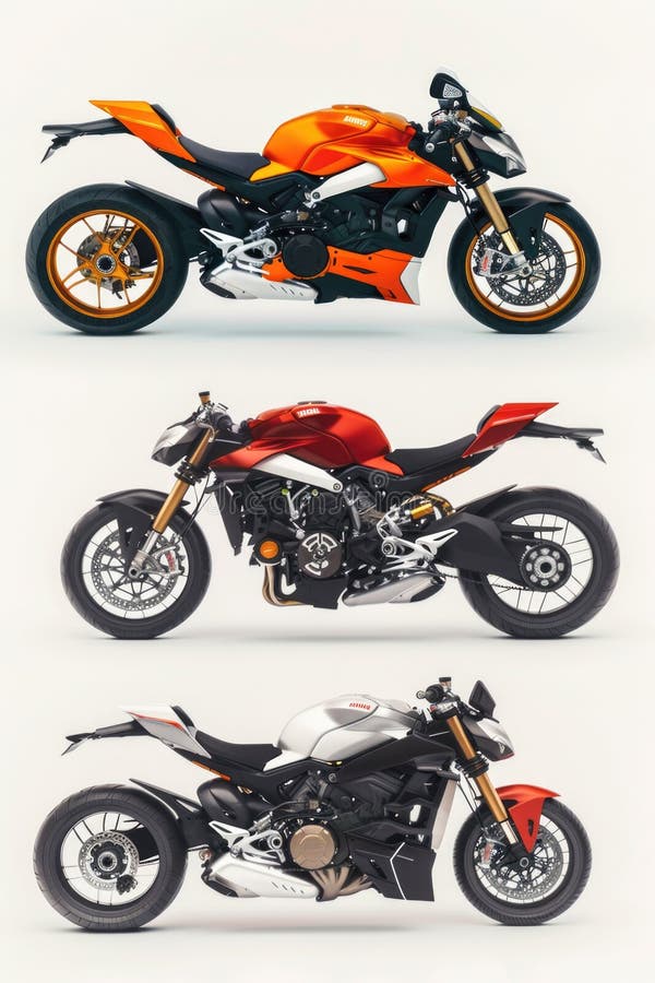 Four Different Motorcycles Lined Up in a Row. Perfect for Showcasing ...
