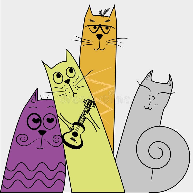 Vector cats and music stock illustration. Illustration of harmonious ...