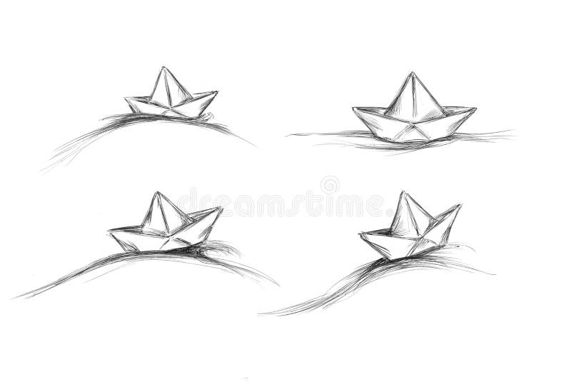 Four different paper boats stock illustration. Illustration of craft ...