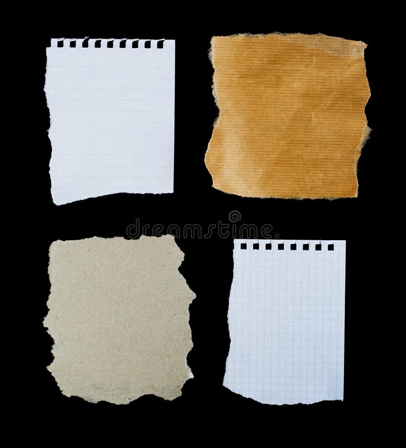 Four Different Paper Pieces. Stock Photo - Image of page, aged: 6411232
