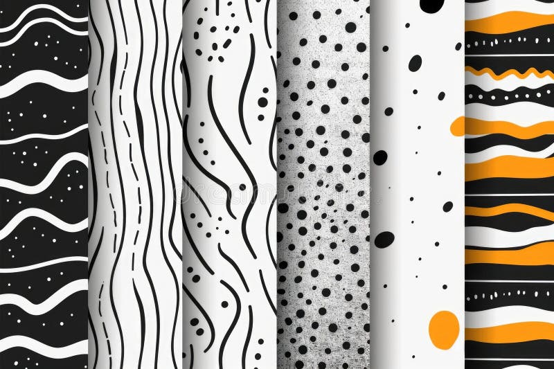 Four Different Patterns in Black, White and Orange. Versatile for ...
