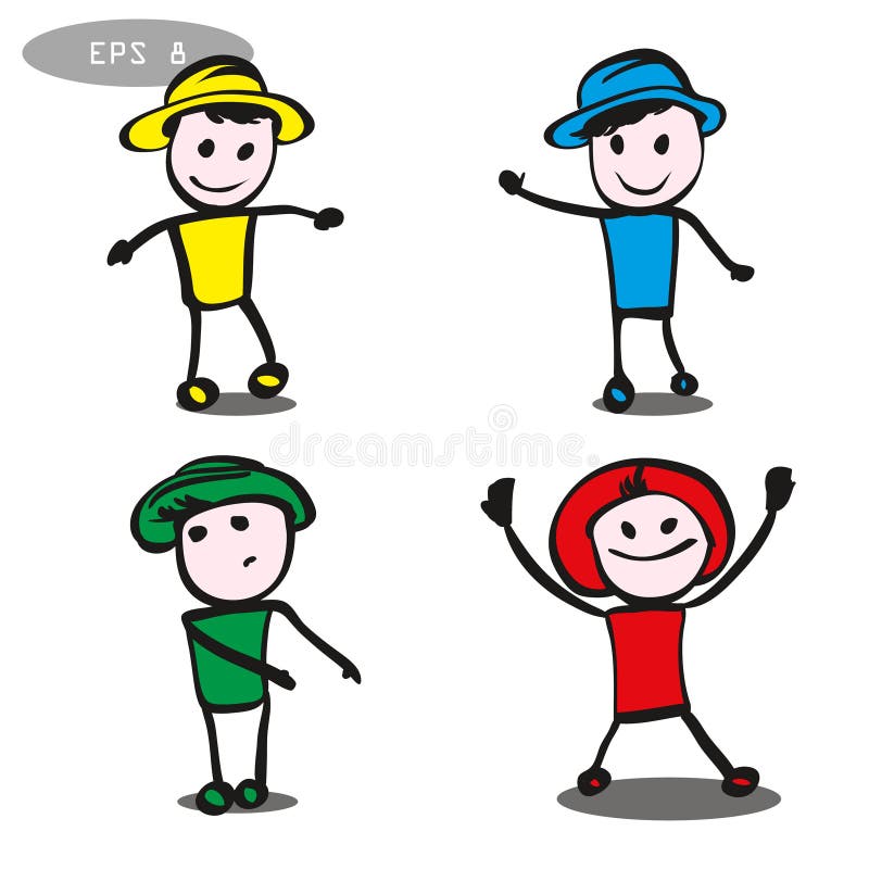 Four Different Poses of Stick Man Stock Vector - Illustration of stick ...