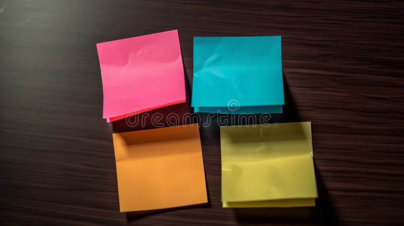 Four Different Post it. Generative Ai Stock Photo - Image of notepaper ...
