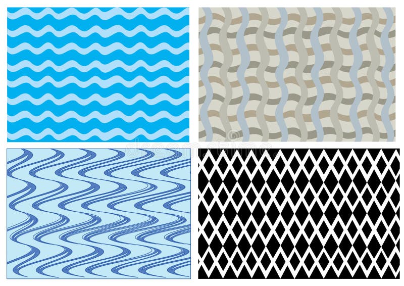 Four Different Samples of Wave and Diamond Patterns Stock Vector ...