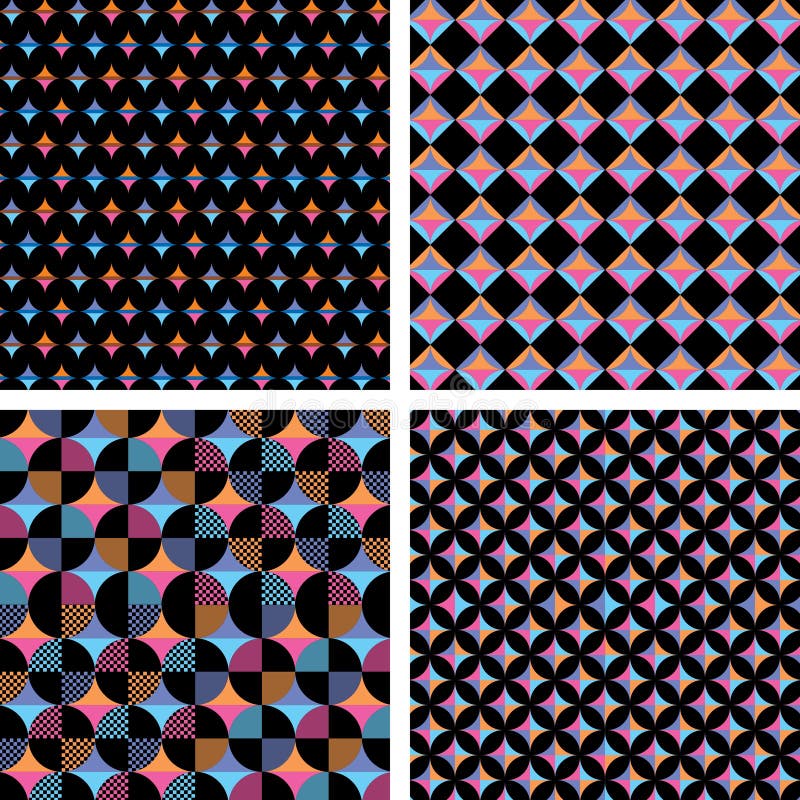Four Different Seamless Geometric Composition Stock Vector ...