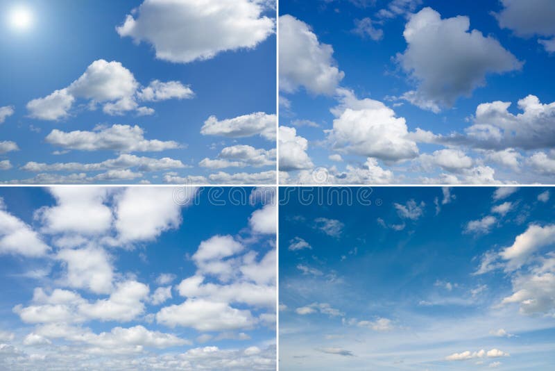 Four Different Sky, Clouds Over Horizon. Stock Photo - Image of heaven ...
