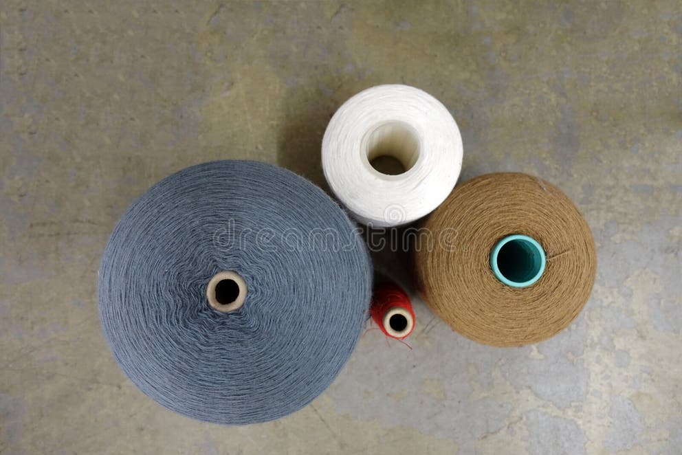 Four Different Spools of Thread Viewed from Above Stock Image - Image ...