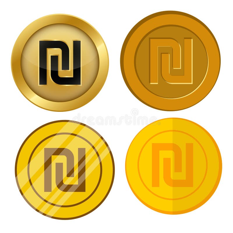Four Different Style Gold Coin with Austral Currency Symbol Vector Set ...