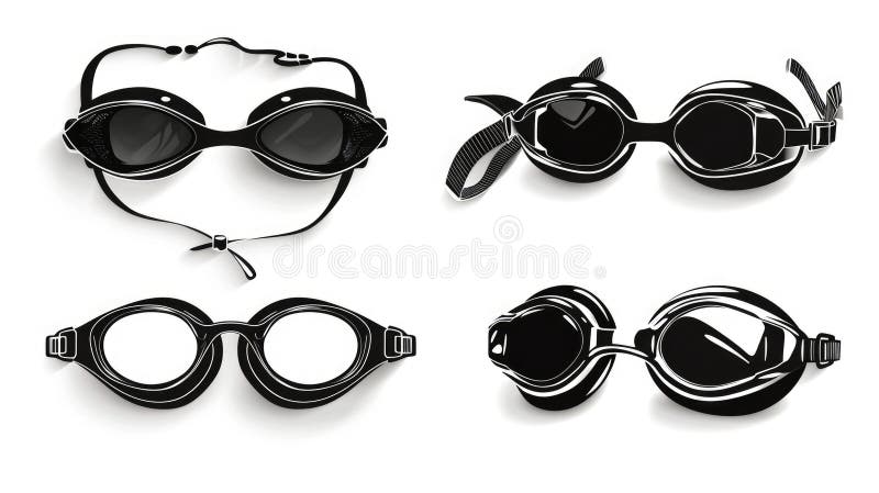 Four Different Styles of Goggles with Distinct Features Stock ...