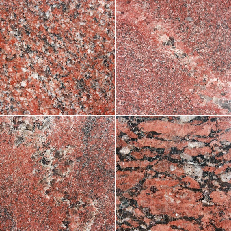 Four Different Texture of a Red Italian Marble. (high.res.) Stock Photo ...