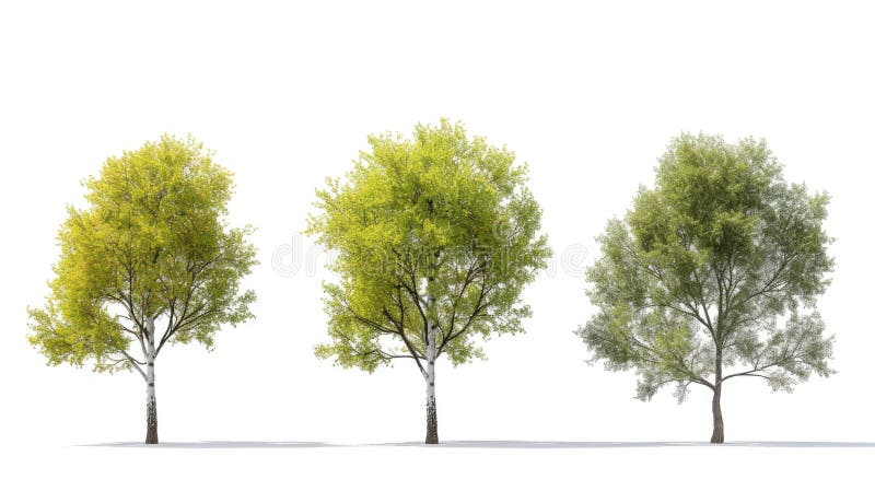 Four Different Trees Arranged on a White Surface. Suitable for Various ...
