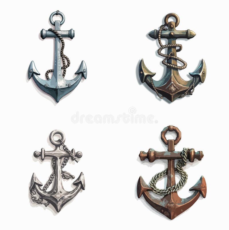 Four Different Types of Anchors are Shown in the Image Stock Vector ...