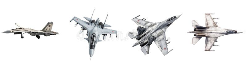 Su-30 Flanker-C Isolated on Transparent Png Background. Four Different ...
