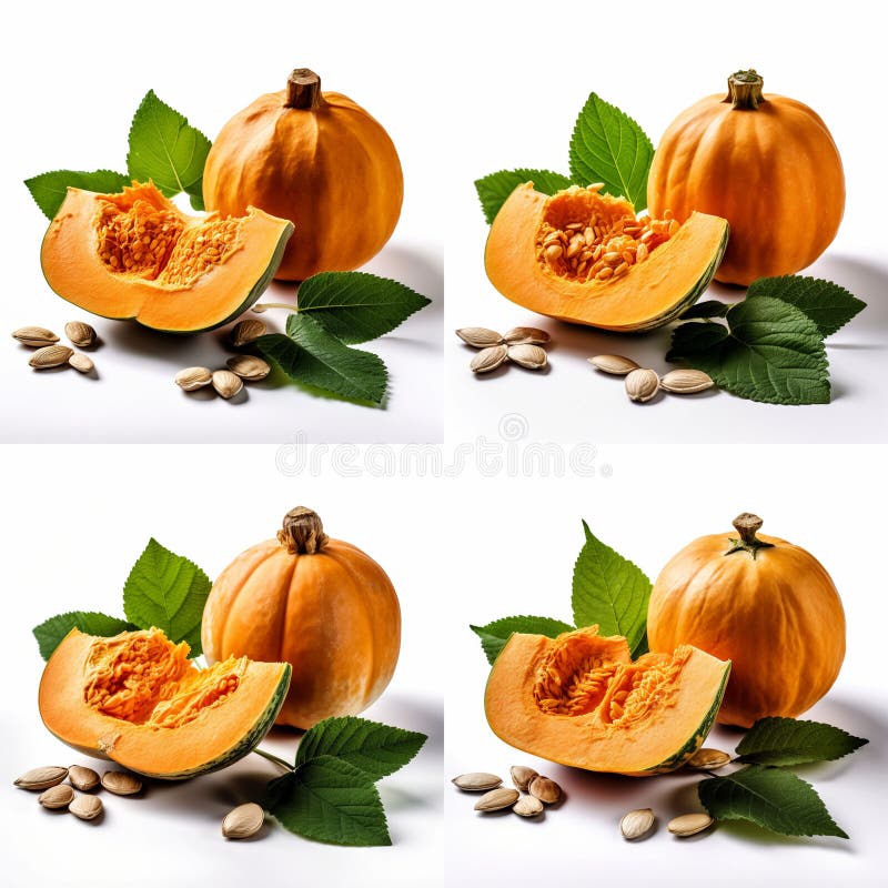 Four Different Types of Pumpkins are Shown in a Row, with One of Them ...