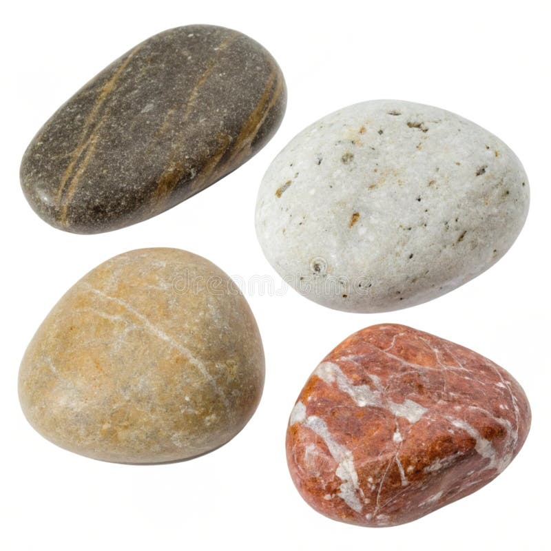 Four Different Types of Stones Isolated on White Background Stock ...