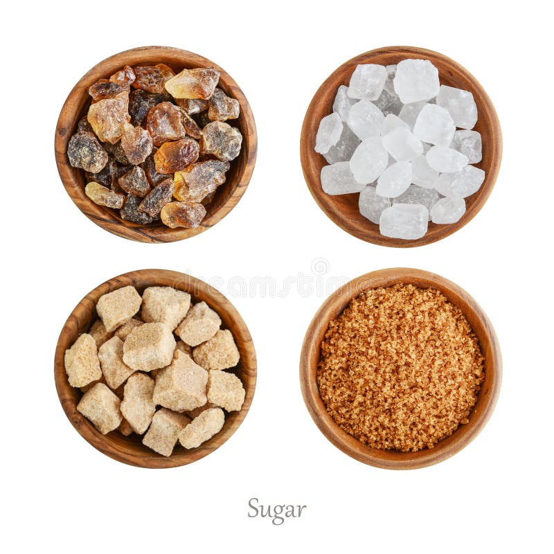 Four Different Types of Sugar Stock Photo - Image of natural, closeup ...