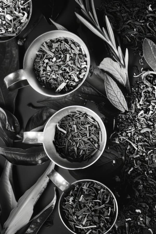 Four Different Types of Tea are Displayed in Four Different Sized Metal ...