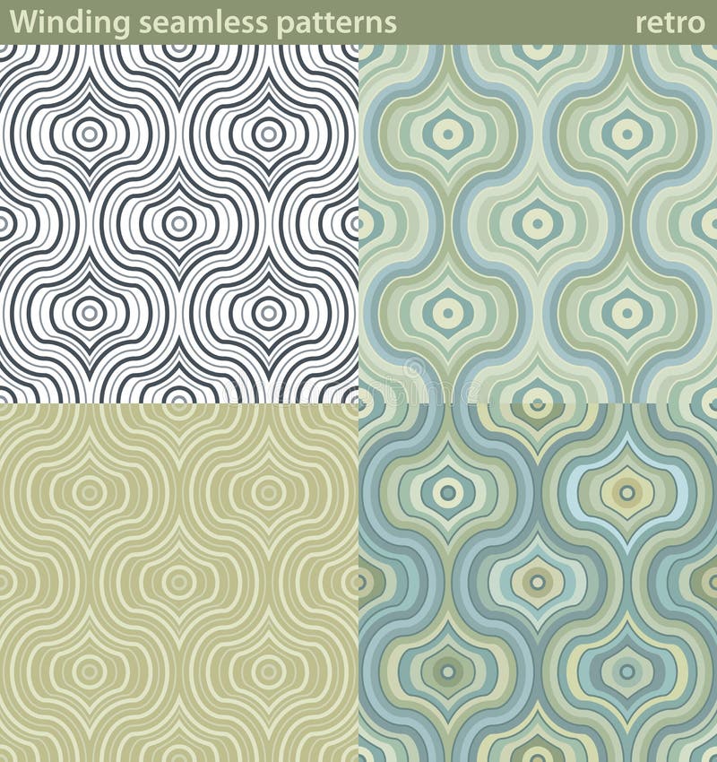 Winding Seamless Patterns, Retro Stock Vector - Illustration of ...