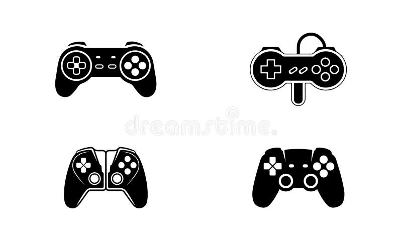 Four Different Video Game Controllers Silhouettes Stock Vector ...
