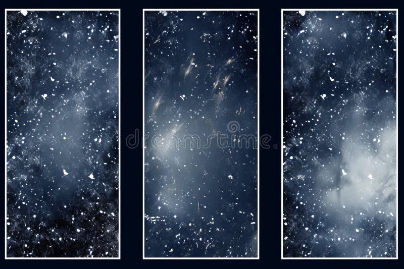 Four Different Views of the Night Sky with Snowflakes Stock ...