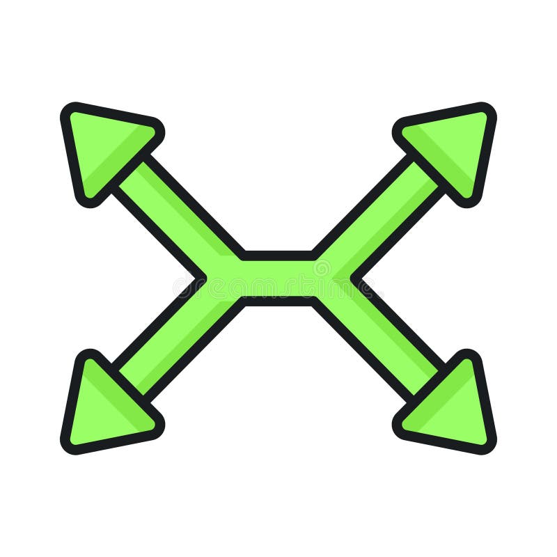 Four Branching Arrow Icon in Linear Style. Stock Illustration ... Four Branching Arrow Icon in Linear Style. Stock Illustration ...