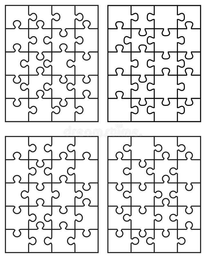 12 White Puzzles Pieces Arranged in a Rectangle Shape. Jigsaw Puzzle ...
