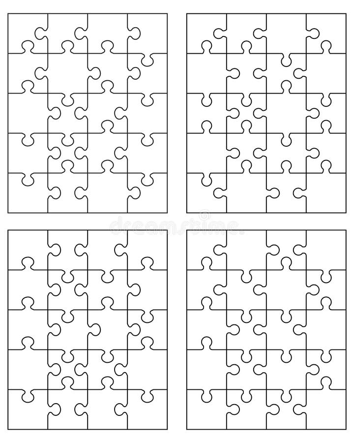 Four Different White Puzzles Stock Illustration - Illustration of style ...