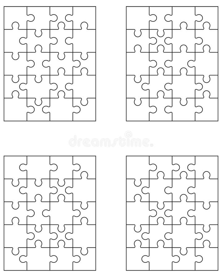 Four Different White Puzzles Stock Illustration - Illustration of ...