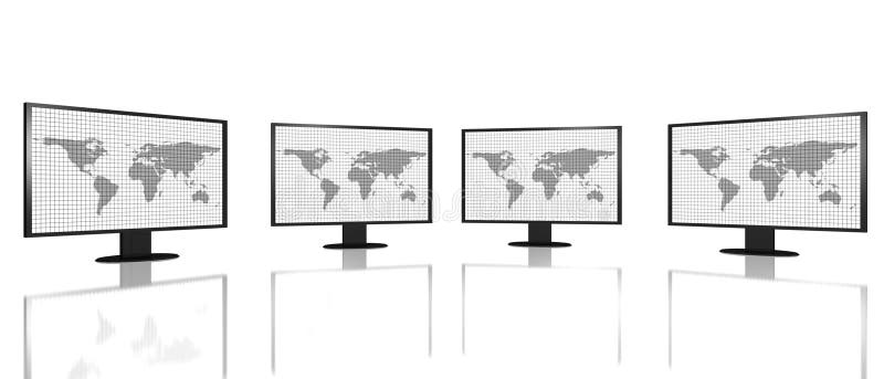 Four Digital Hd Monitor Screens Stock Illustration - Illustration of ...
