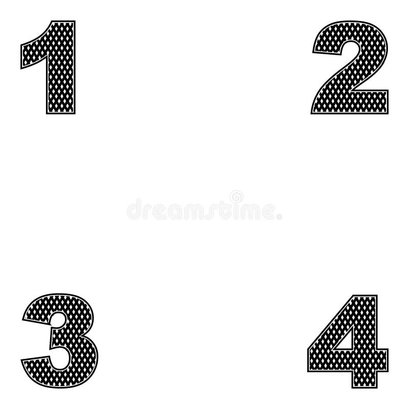 Four Digits 1, 2, 3, 4. Simple Design of Black. Vector Stock ...