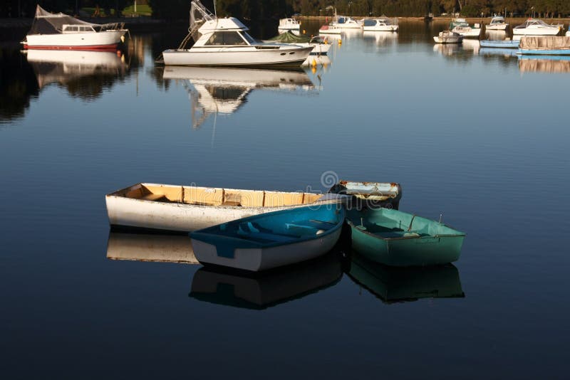 Four Dinghys in a Group on the Water. Stock Image - Image of nature ...
