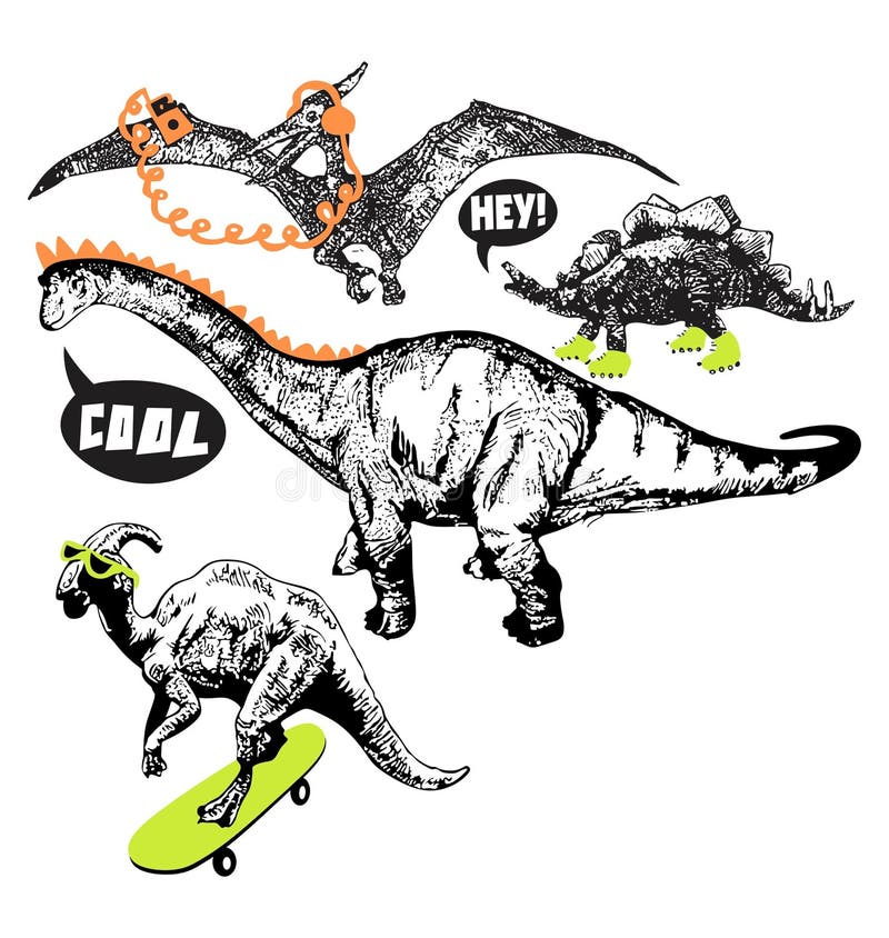 Four Dinosaurs Future Object Cool Stock Vector - Illustration of four ... Four Dinosaurs Future Object Cool Stock Vector - Illustration of four ...