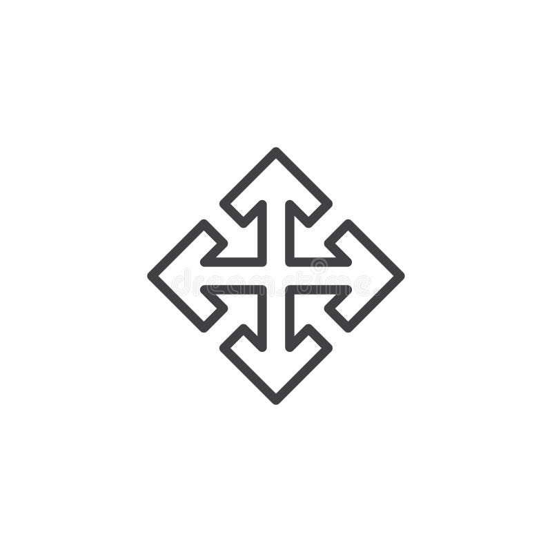 Four Direction Arrows Control Buttons Line Icon, Outline Vector Logo ...