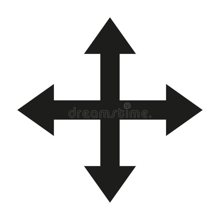 Four Directional Arrows. Move Navigation Symbol. Black Pointer Icon ...