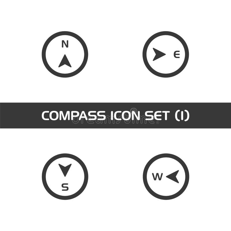 Four Directions. Isolated Compass Icon Set. Weather and Map. Vector ...