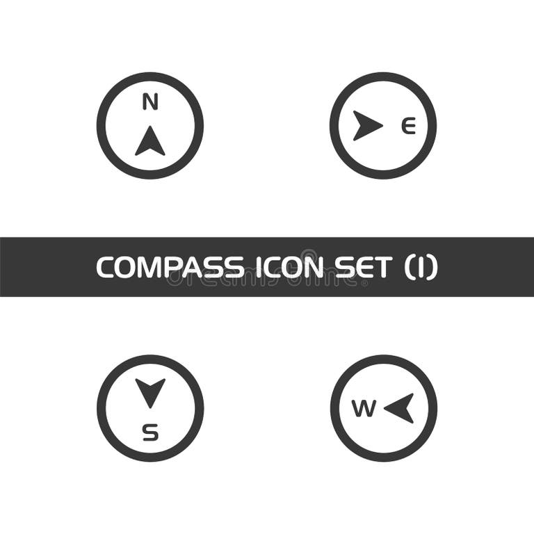 Four Directions. Isolated Compass Icon Set. Weather and Map. Vector ...