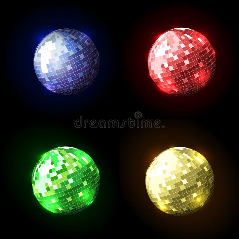 Four disco balls, vector stock vector. Illustration of color - 3671454
