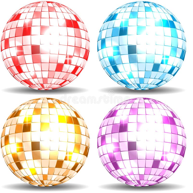 Four disco balls, vector stock vector. Illustration of color - 3671454