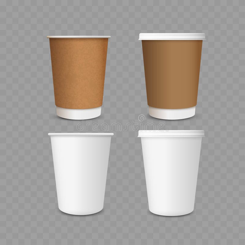 Four Disposable Coffee Cups Set Mockup with Different Color Designs ...