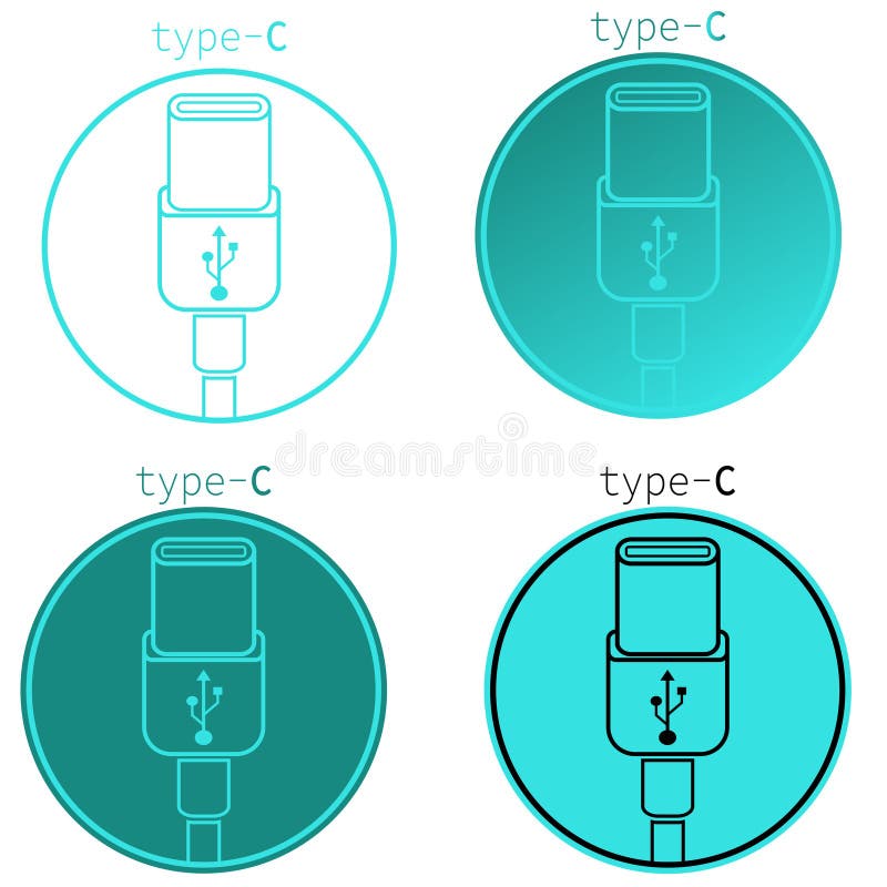 Illustrative Icons of USB Type-C Connectors in Various Designs and ...