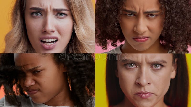 Four Diverse Individuals Display a Range of Intense Emotions Stock ...
