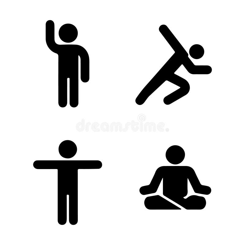 Four Diverse Stick Figure Illustrations Depicting Various Physical ...