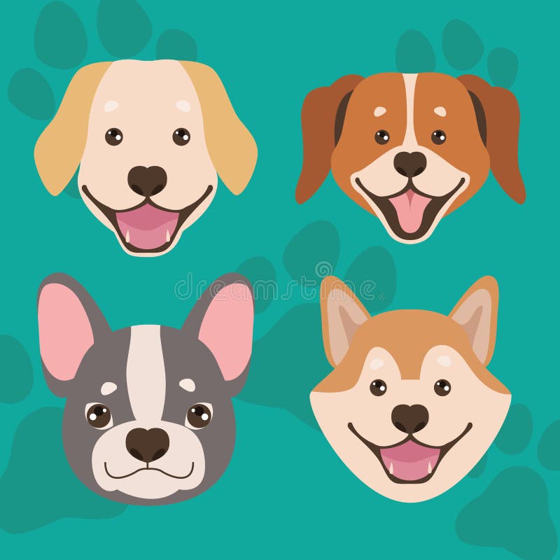 Four Dogs stock illustration. Illustration of collection - 32487839