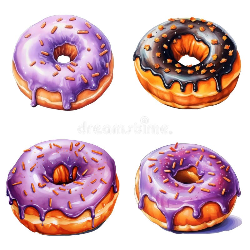 Four Donuts with Drizzled Glazing and Sprinkles Stock Image ...
