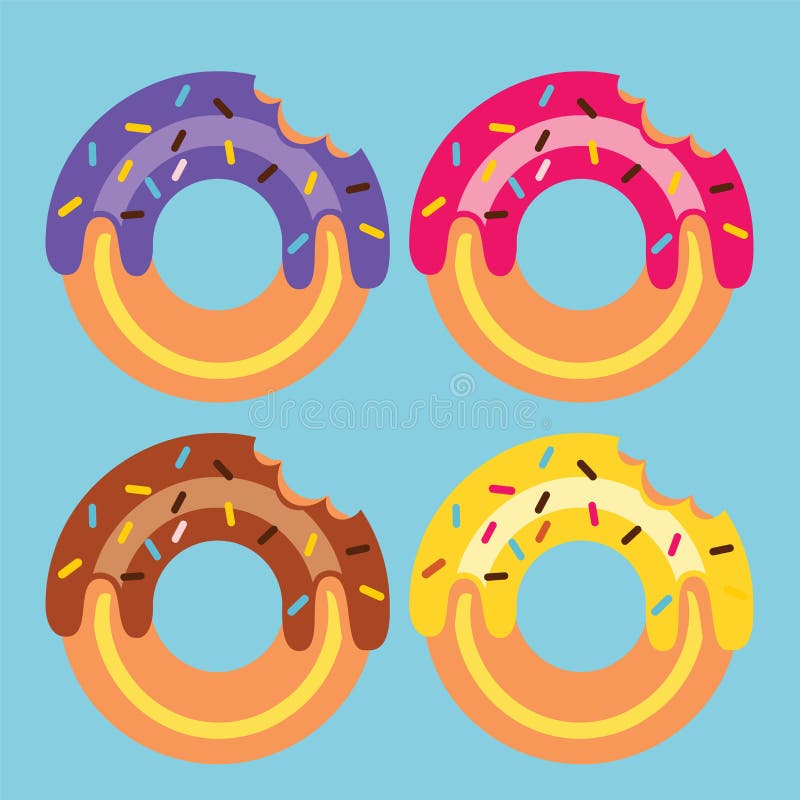 Four Donuts Isolated on White. Colored Pencils Drawing. Doughnut Sketch ...